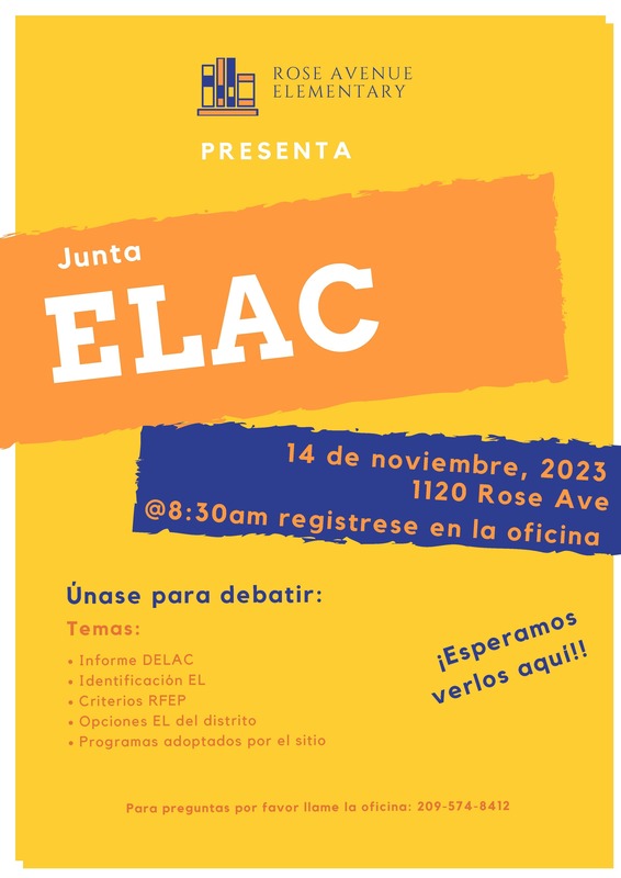 ELAC Meeting | Rose Avenue Elementary School