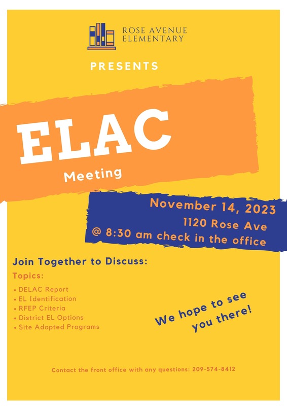 ELAC Meeting | Rose Avenue Elementary School